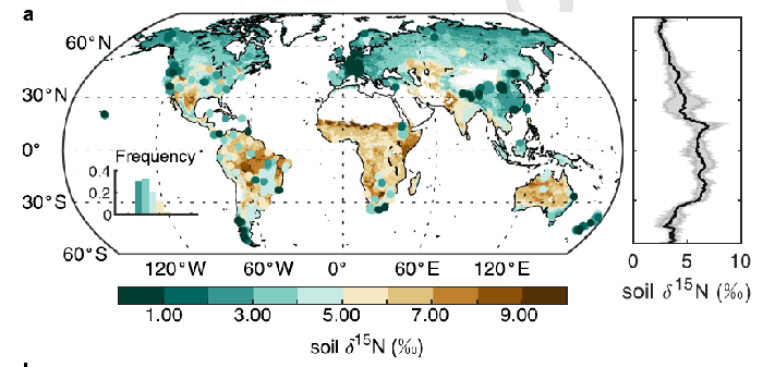 Measurements of nitrogen isotopes in global soils indicate deficiencies ...